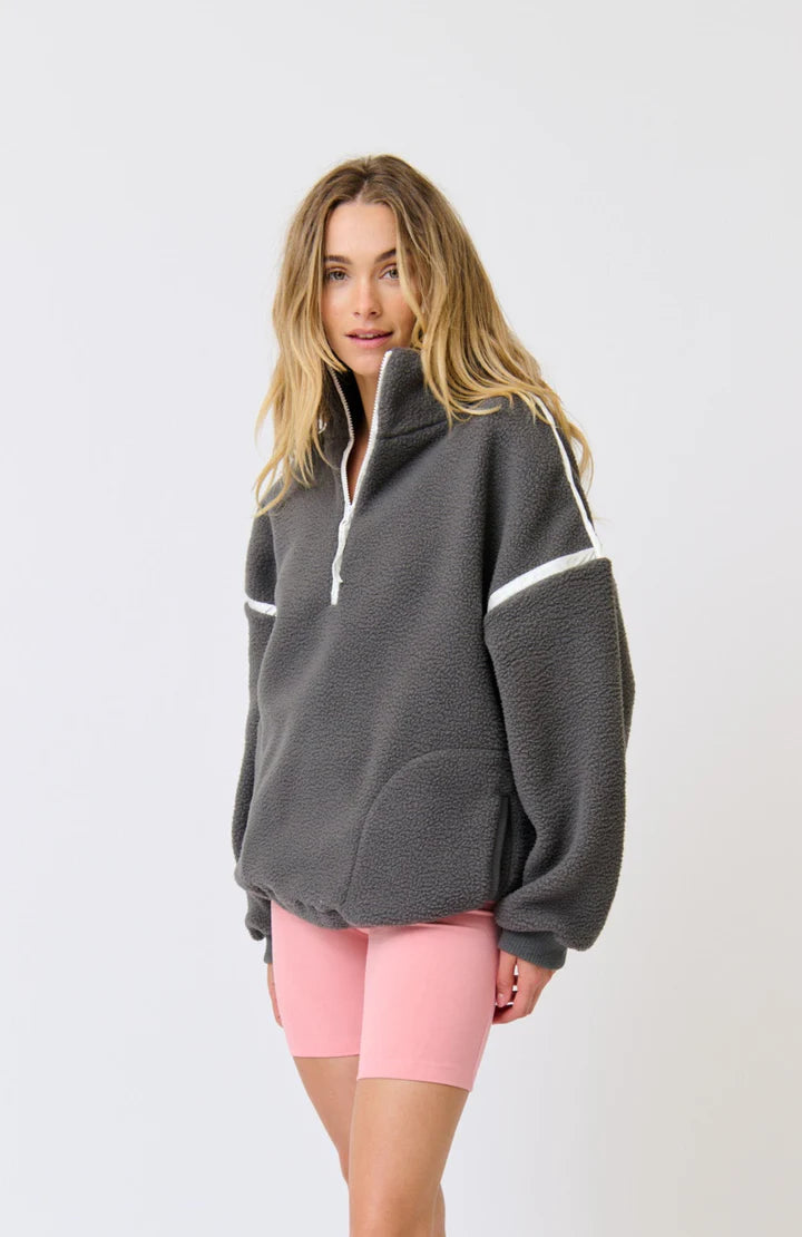 CARTEL AND WILLOW- Didi Pullover. Charcoal/White – The Shak Of Robe